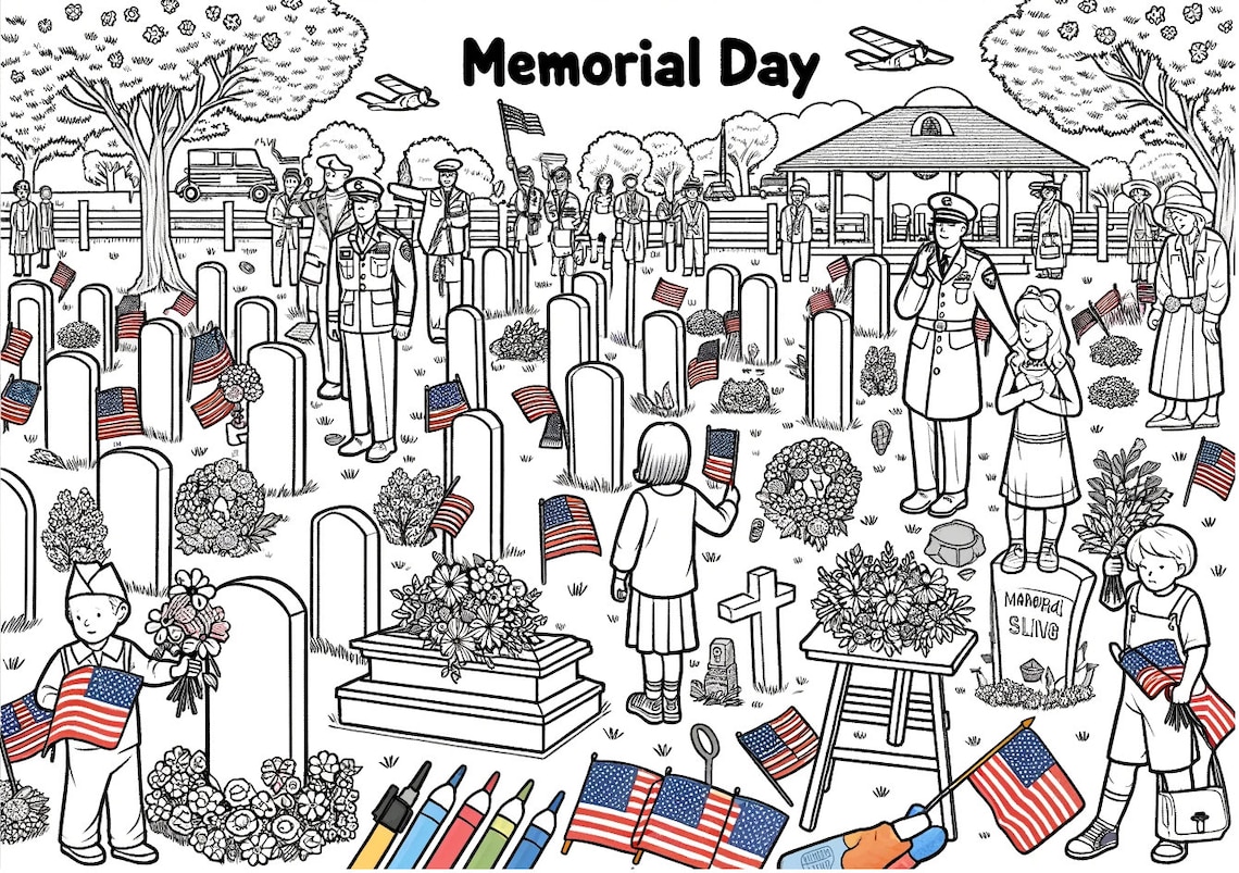 Printable Heroes and Honor: Memorial Day Coloring Book for Kids- 10 ...