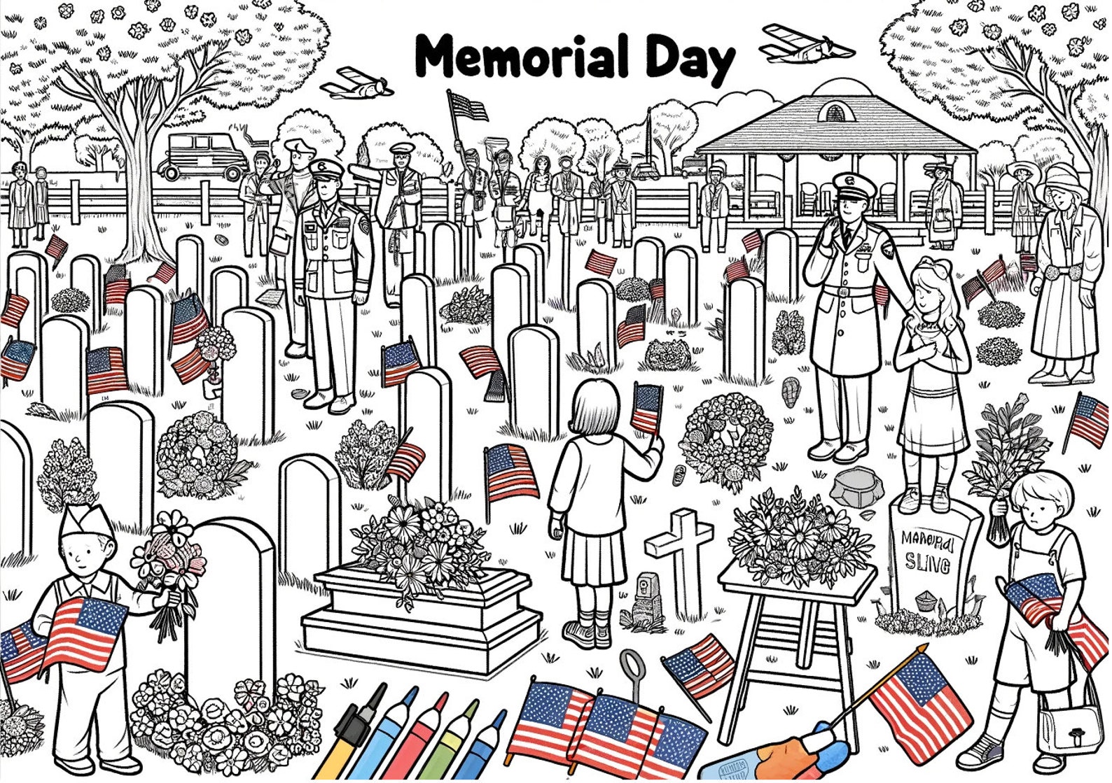 Printable Heroes and Honor: Memorial Day Coloring Book for Kids- 10 ...