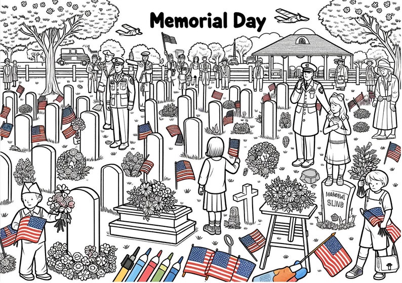 Printable Heroes and Honor: Memorial Day Coloring Book for Kids- 10 ...