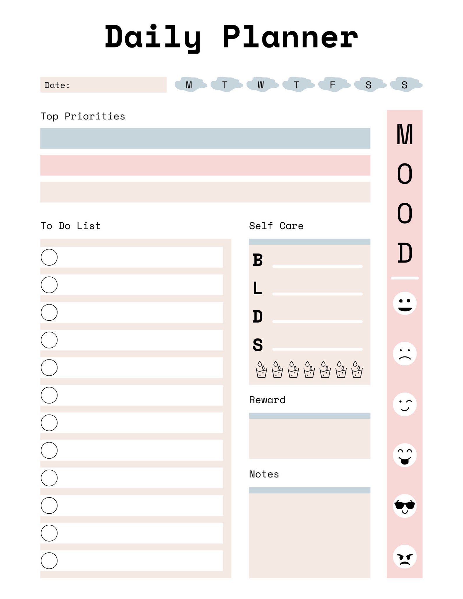 Minimal and Simple Daily Planner Sheet - Etsy