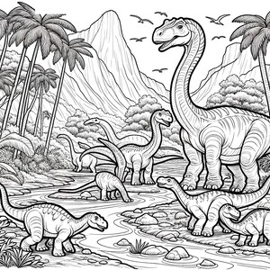 Printable Dinosaurs in Action: A Prehistoric Coloring Adventure- 10 ...