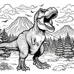 Printable Dinosaurs in Action: A Prehistoric Coloring Adventure- 10 ...
