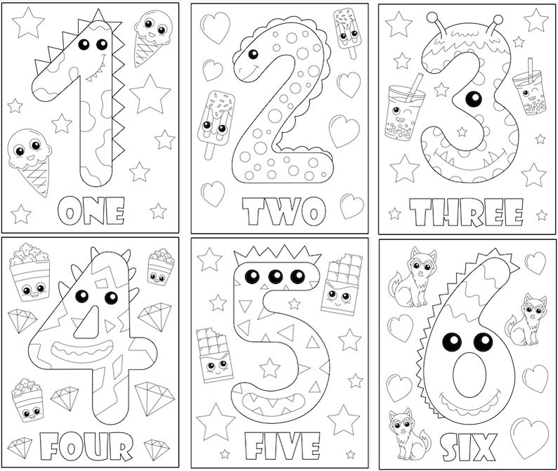 Printable One to Ten Number Coloring Pages - Instant Download - Etsy