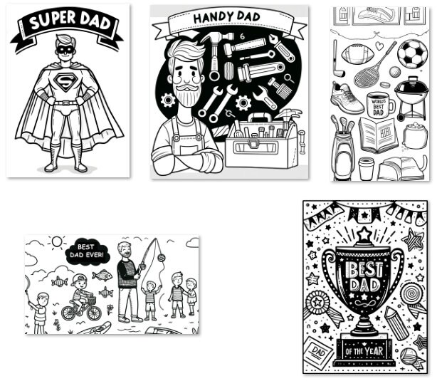 Printable Fathers Day Gift From Kids Coloring Book- 5 Pages Coloring ...