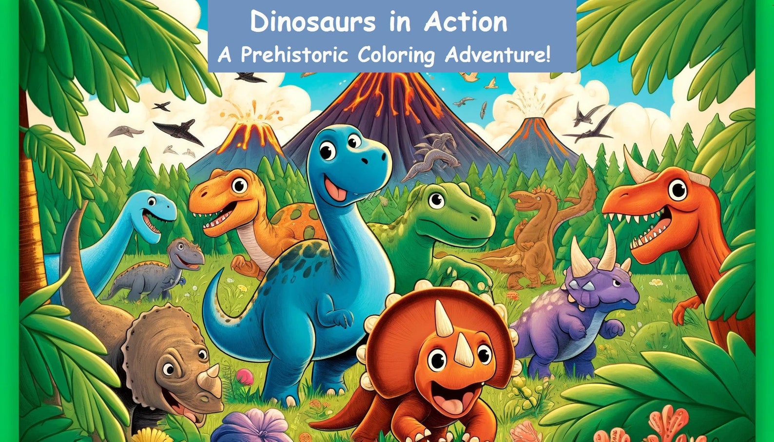 Printable Dinosaurs in Action: A Prehistoric Coloring Adventure- 10 ...
