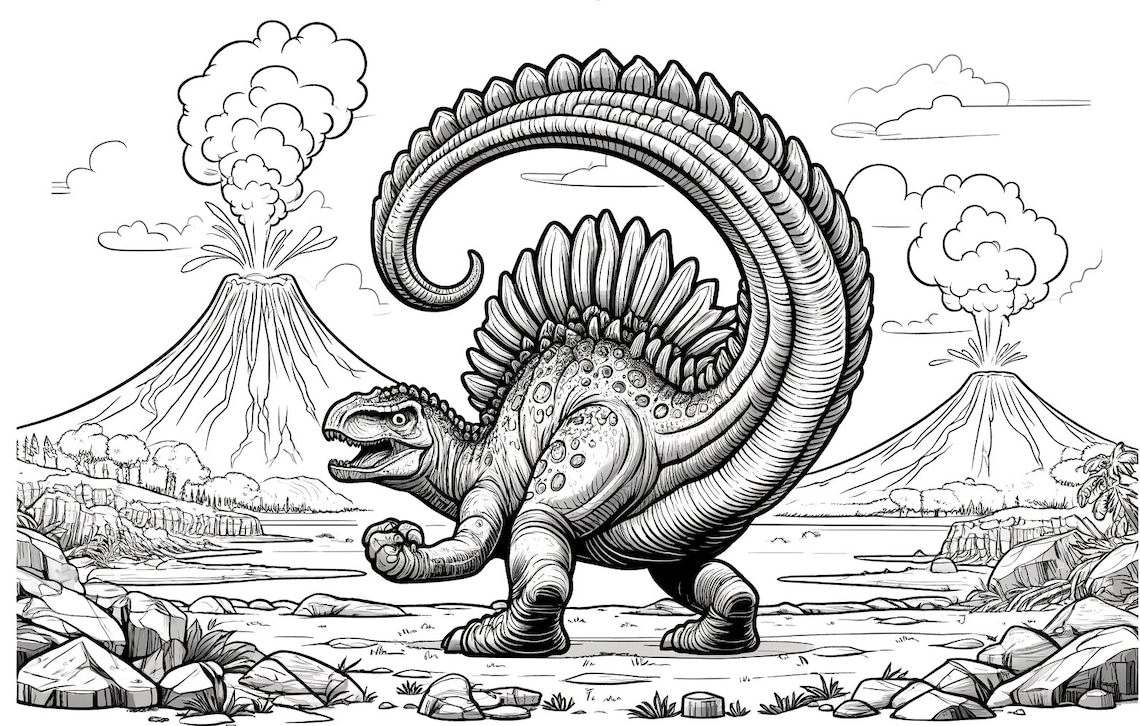 Printable Dinosaurs in Action: A Prehistoric Coloring Adventure- 10 ...