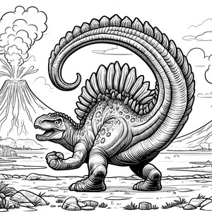 Printable Dinosaurs in Action: A Prehistoric Coloring Adventure- 10 ...