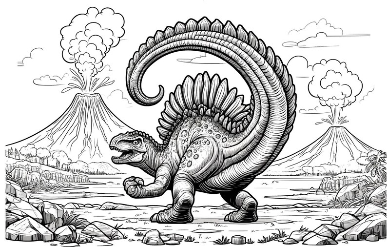 Printable Dinosaurs in Action: A Prehistoric Coloring Adventure- 10 ...