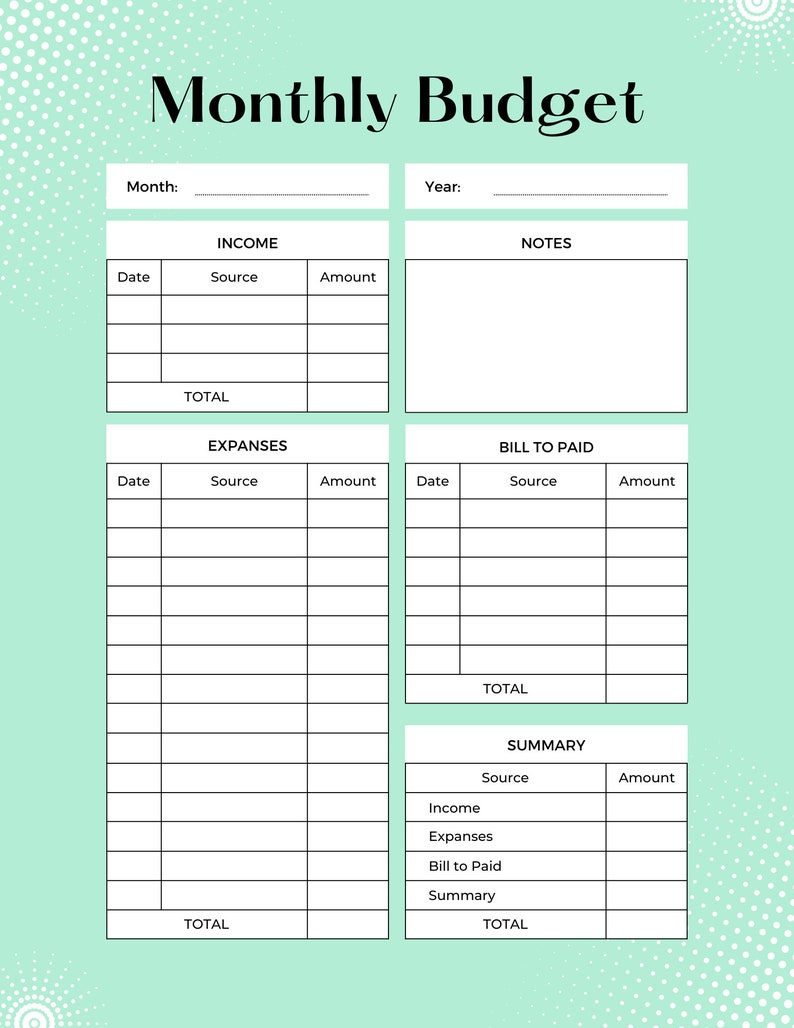 Green Minimalist Budget Planner - Etsy