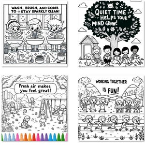 Printable Coloring Book for Promoting Kids Healthy Habits - Instant ...