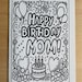 Printable Birthday Mom Coloring Card, Mom Birthday Gift Card - Instant ...