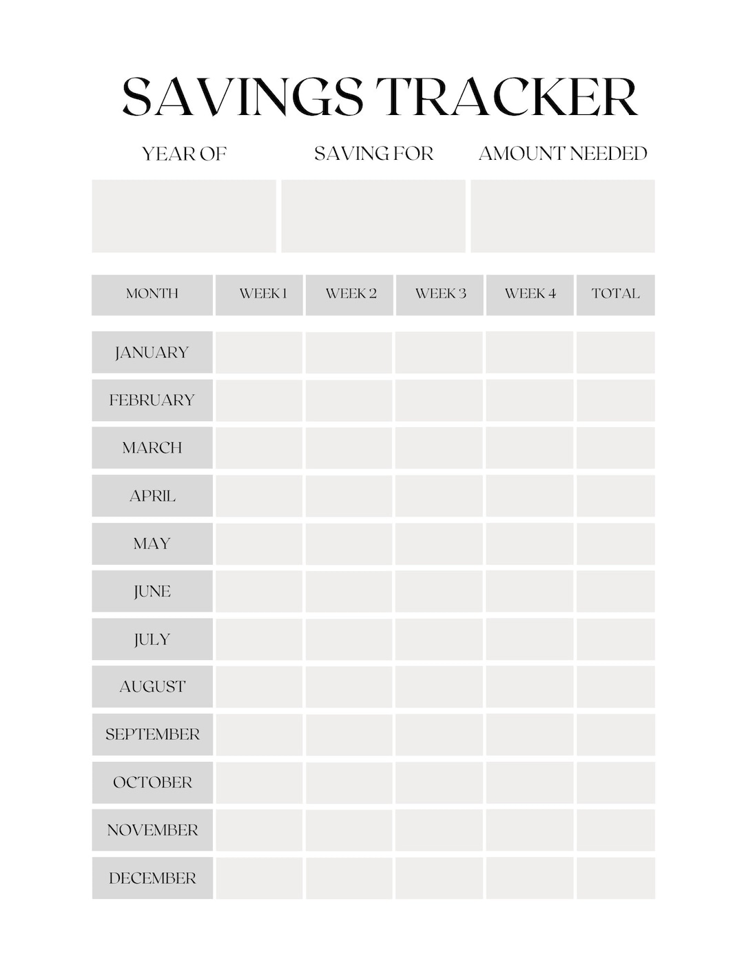 Savings Budget Monthly Tracker Printable Worksheet - Etsy