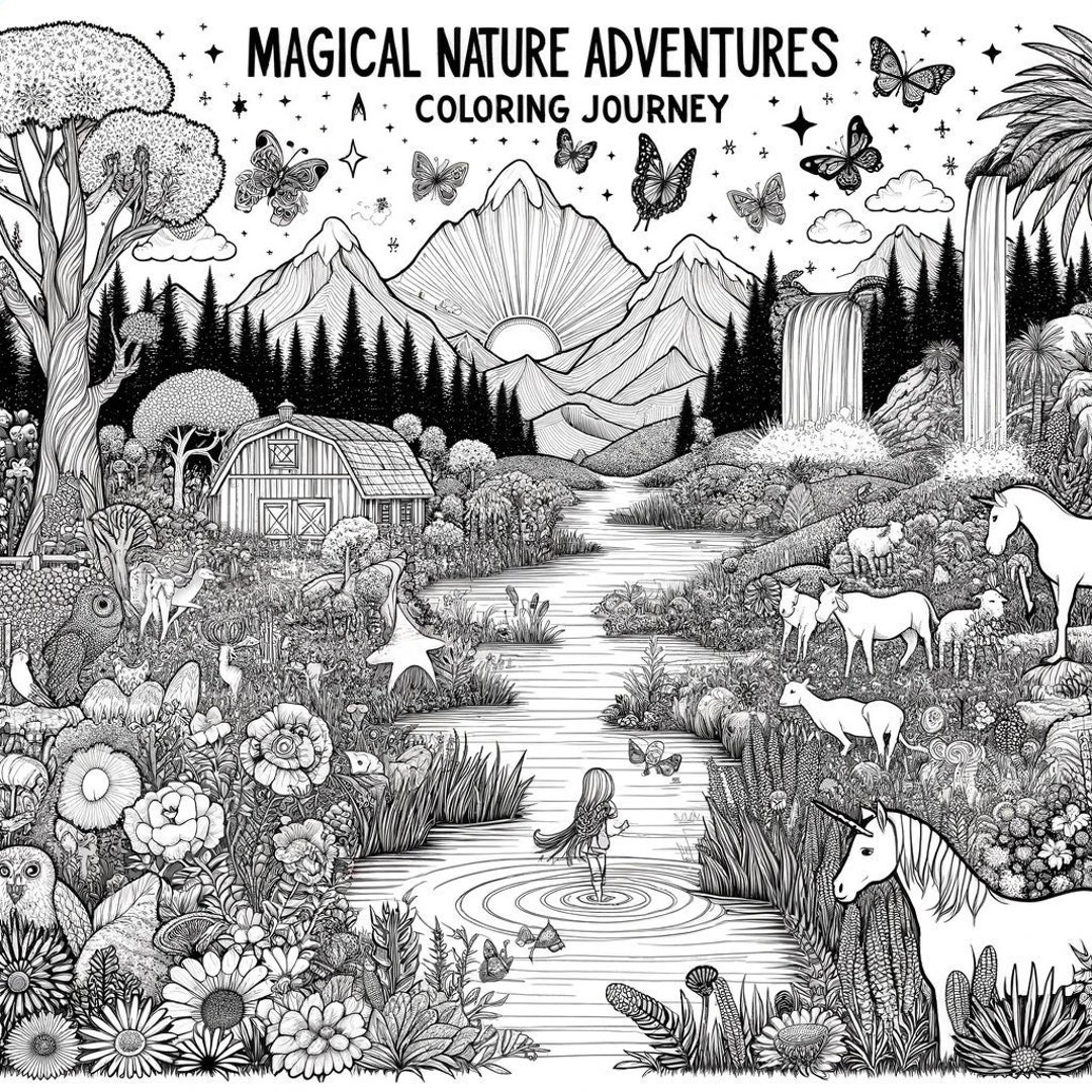 Printable Magical Nature Adventures : A Coloring Journey - Relaxation ...