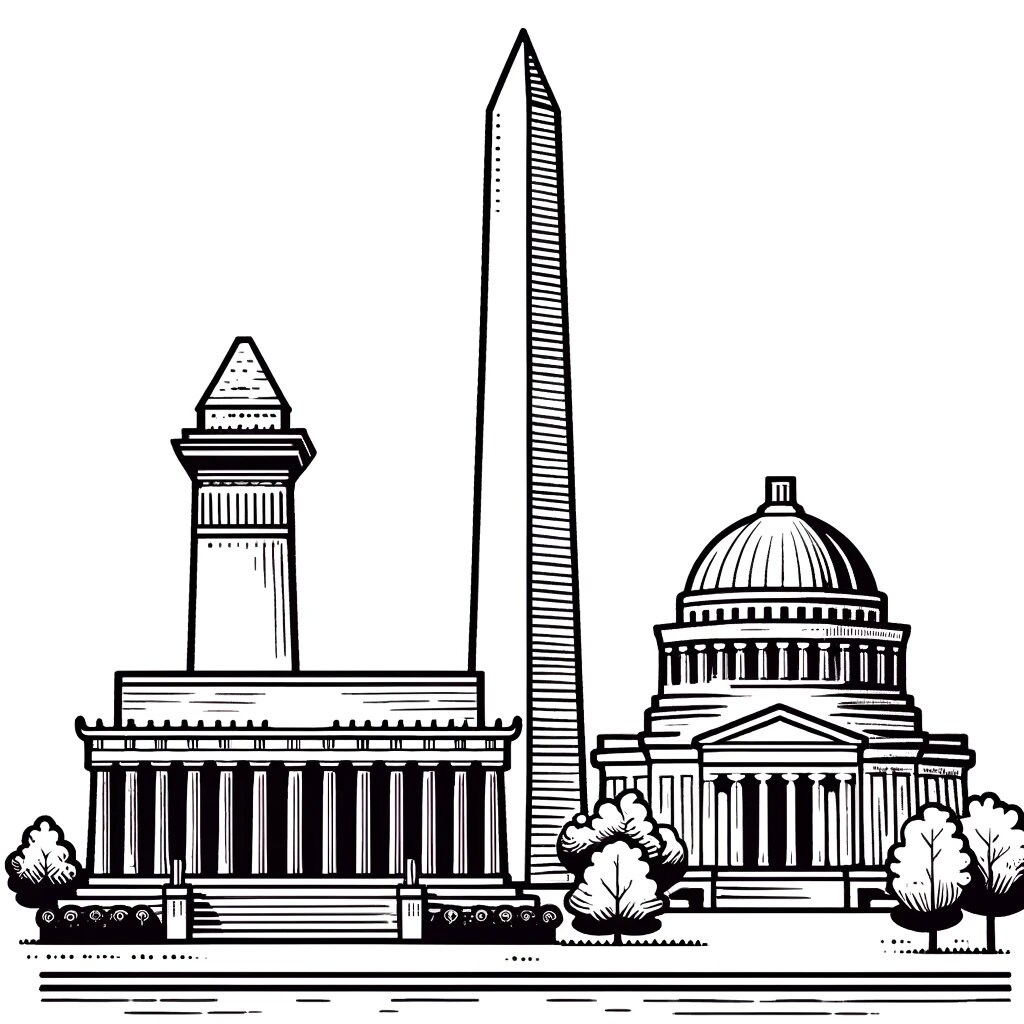 Printable Memorial Day Monuments: A Coloring Journey Through American ...