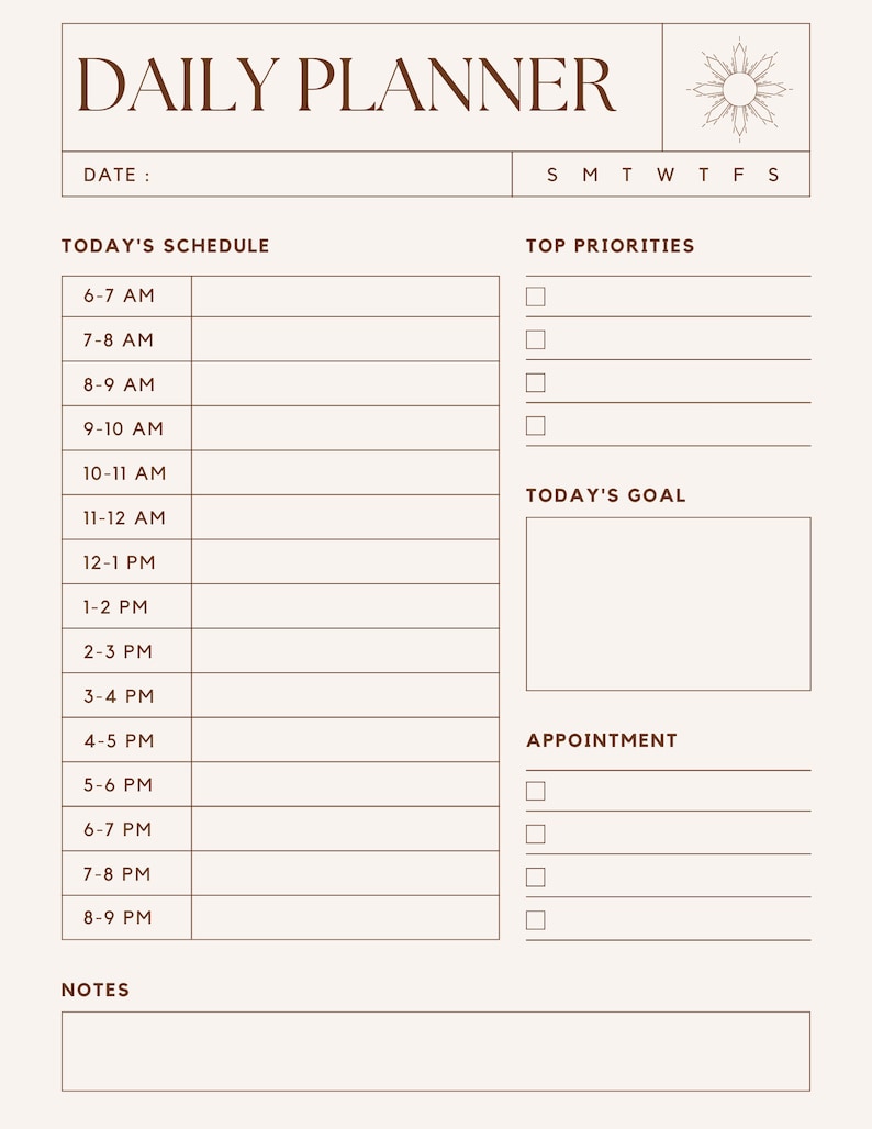 Beige Simple Minimalist Daily Planners. - Etsy