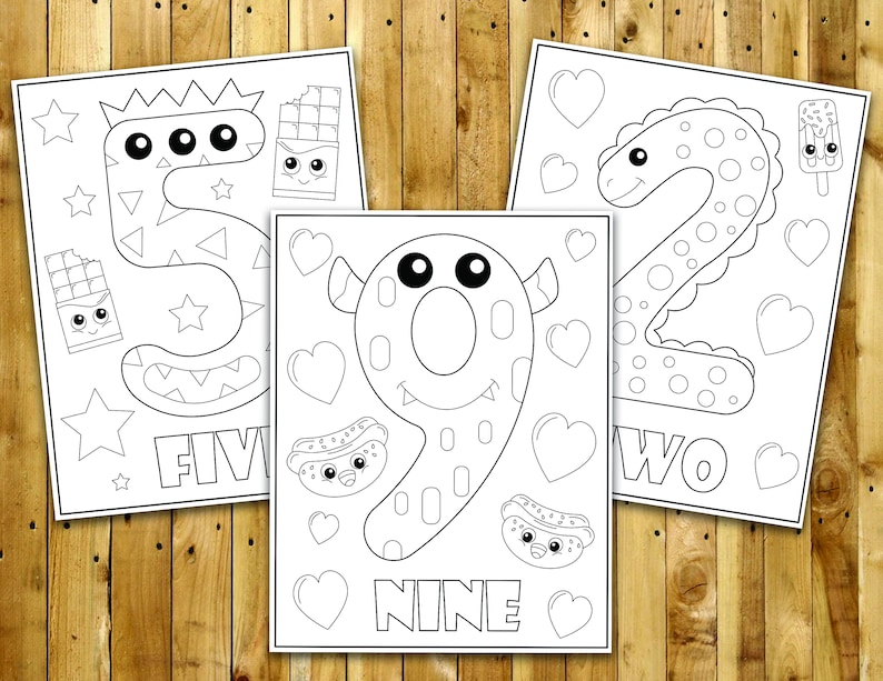 Printable One to Ten Number Coloring Pages - Instant Download - Etsy