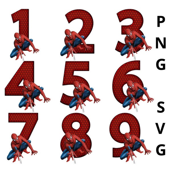 Spiderman Numbers Png - Etsy