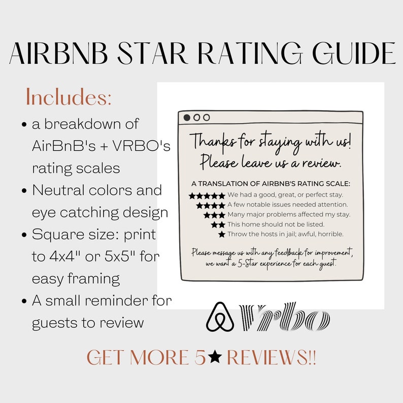 Airbnb Star Rating Review Guide 5 Star Reviews Superhost Status Tool ...