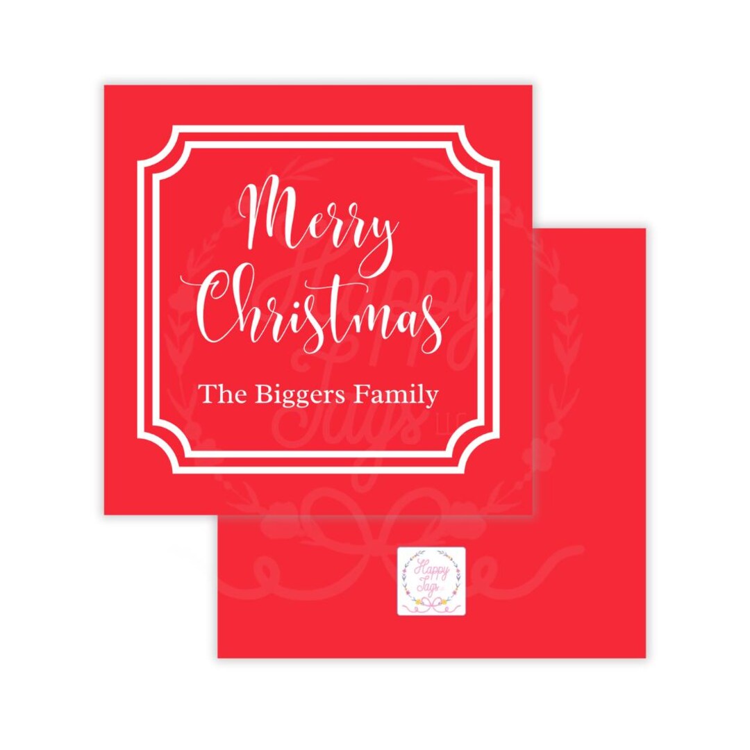 Merry Christmas Square Border | Christmas Gift Tag | Stickers | Digital ...
