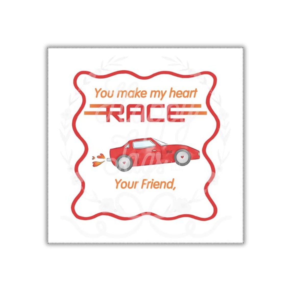 Race Car Valentine Gift Tag | Instant Download Digital PDF - Etsy