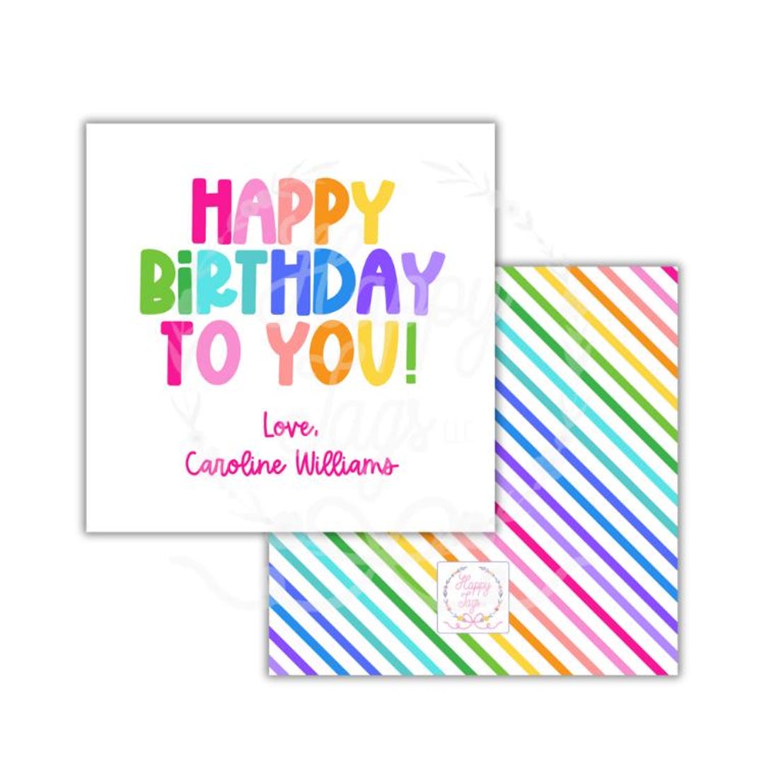 Colorful Birthday Gift Tags | Digital File, Stickers or Printed Tags - Etsy