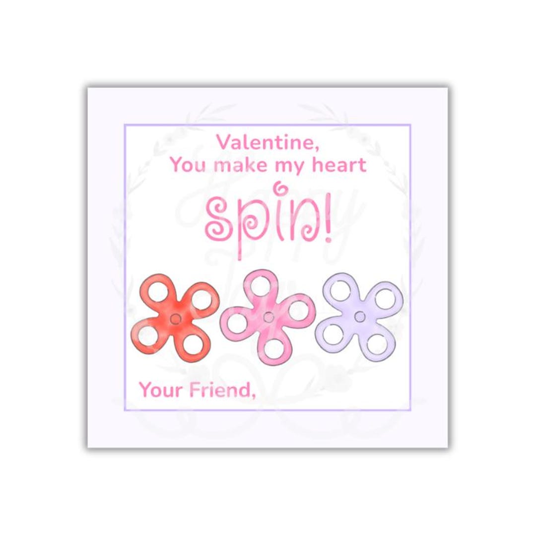 Fidget Spinner Valentine Gift Tag | Instant Download Digital PDF - Etsy