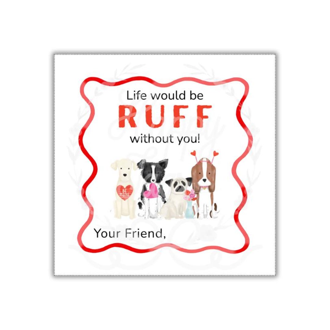Ruff Dog Valentine Gift Tag | Instant Download Digital PDF - Etsy