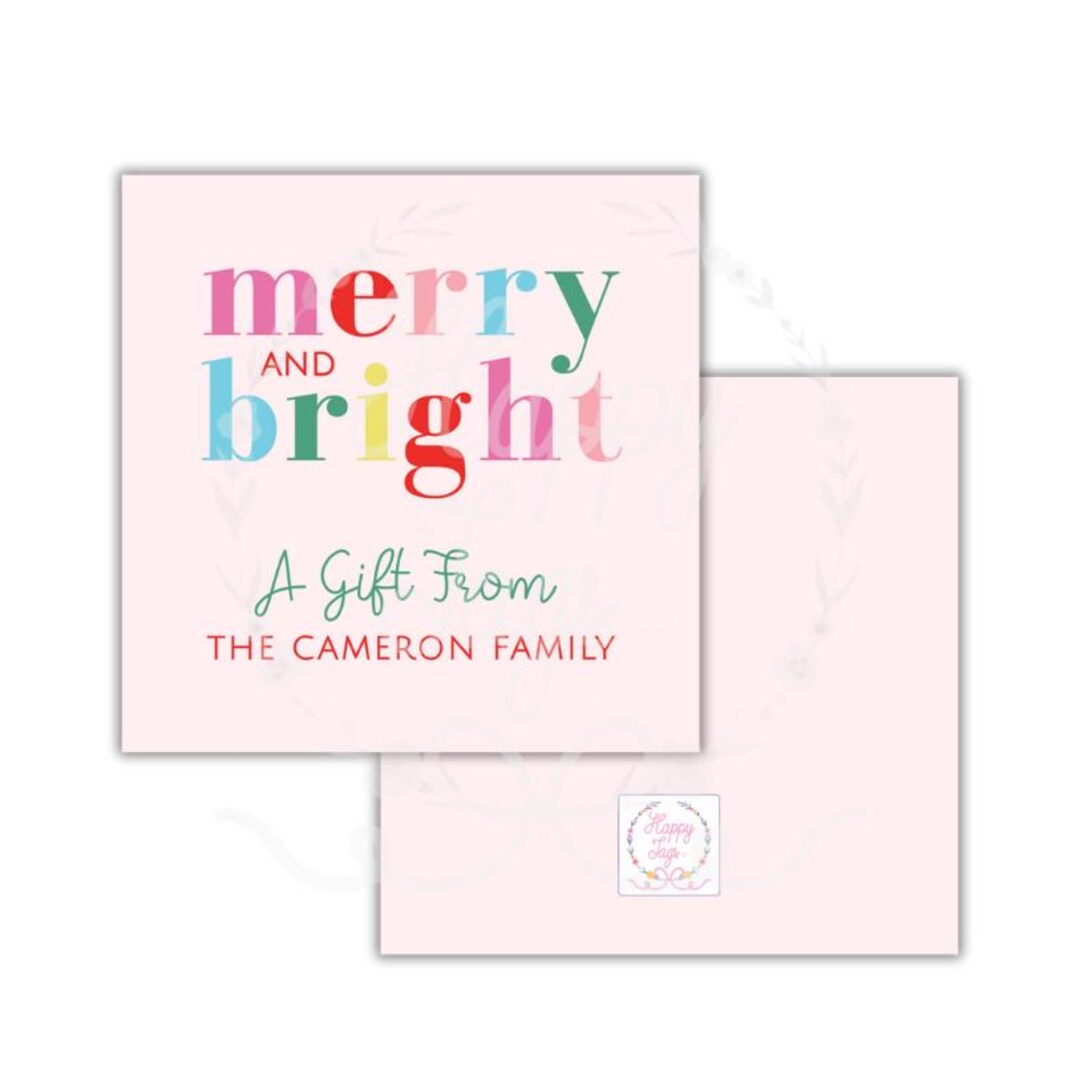 Merry and Bright Christmas Gift Tags | Digital File, Stickers or ...