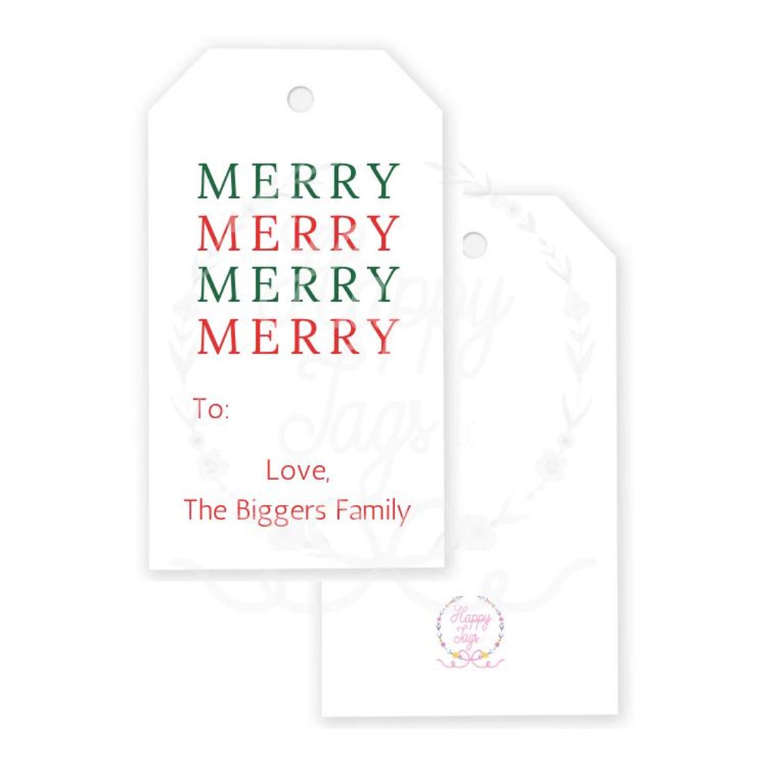 Merry Merry | Christmas Gift Tag | Angled Gift Tag | Print - Etsy