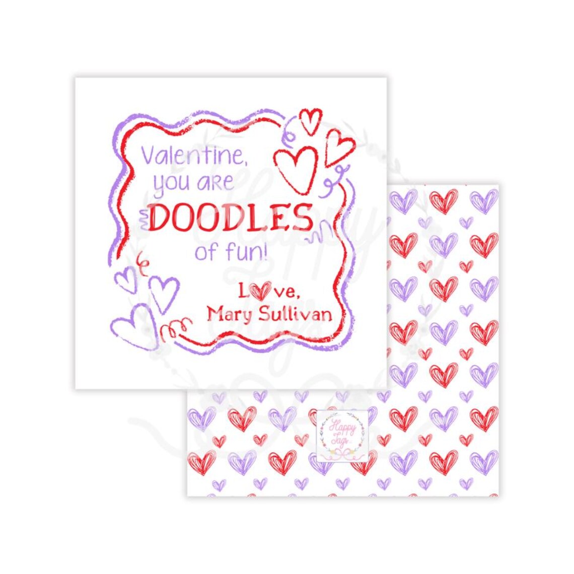Doodles Valentine Gift Tags | Digital File, Stickers or Printed Tags - Etsy