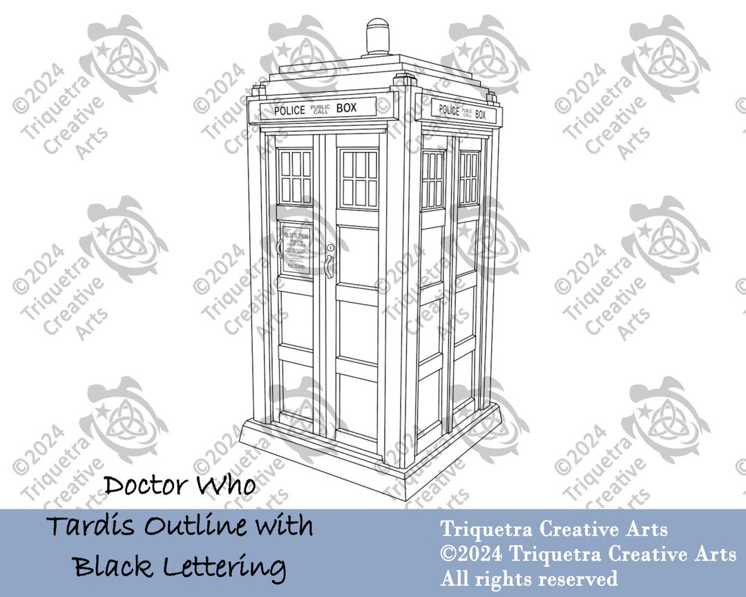 Doctor Who Tardis Outline (black Lettering) PNG / SVG / DXF / Jpg - Etsy