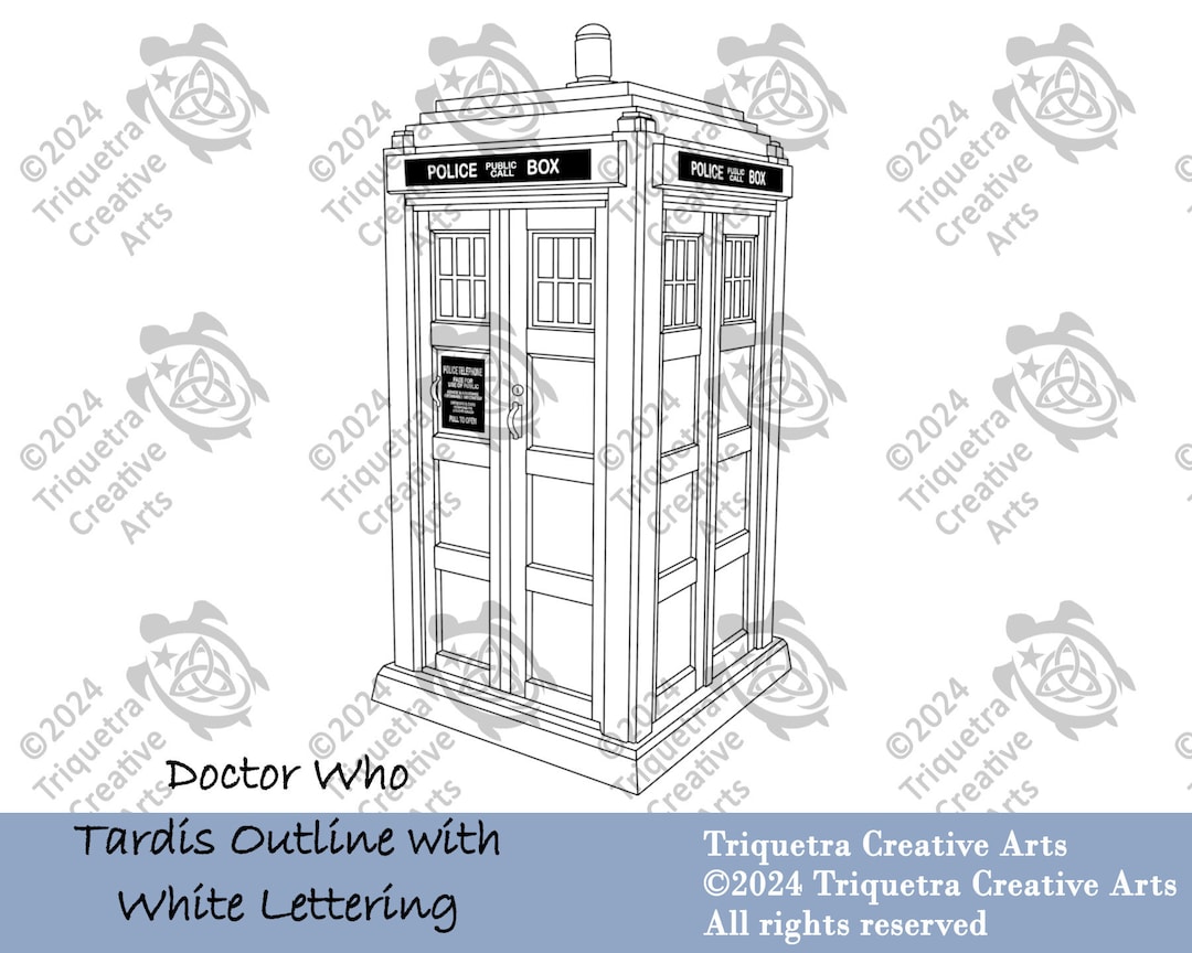 Doctor Who Tardis Outline (white Lettering) PNG / SVG / DXF / Jpg - Etsy