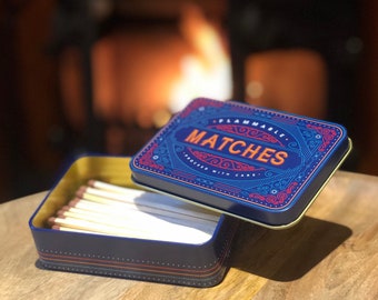 Firelighter Box Metal Tin Storage Holder Fire Lighter Matches - Etsy UK