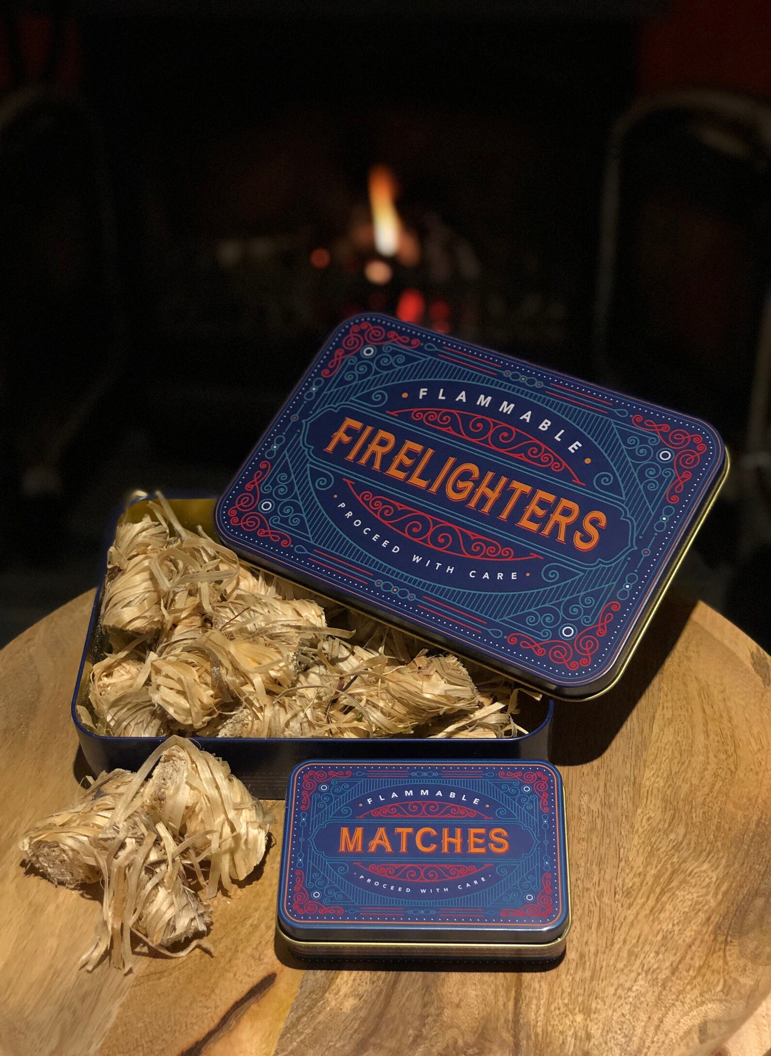 Firelighter Box Metal Tin Storage Holder Fire Lighters Matches Camp ...