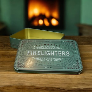 Firelighter Box Metal Tin Storage Holder Fire Lighters Matches Camp ...