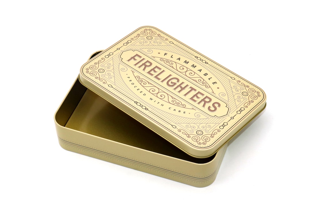 Firelighter Box Metal Tin Storage Holder Fire Lighter Matches - Etsy UK