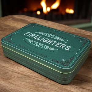 Firelighter Box Metal Tin Storage Holder Fire Lighters Matches Camp ...