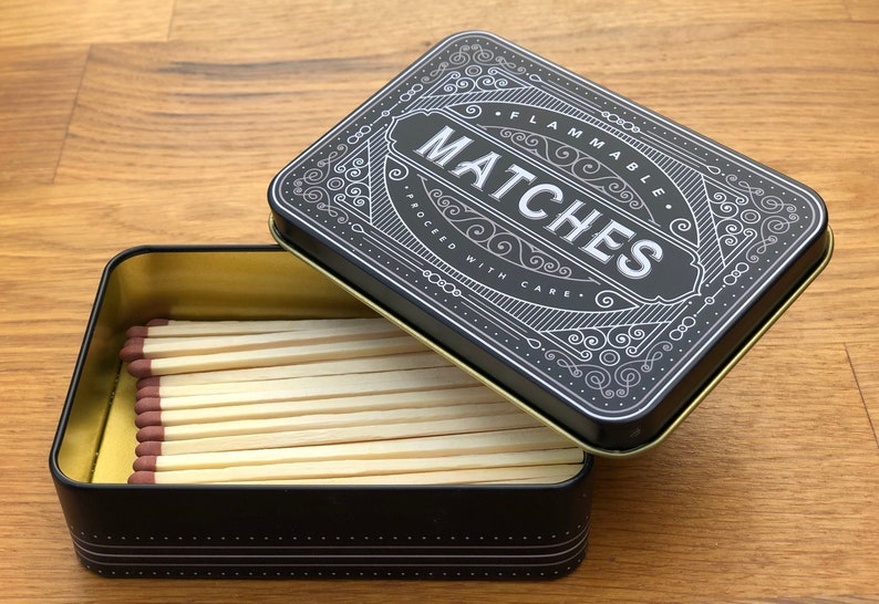 Matchbox Match Tin Metal Box Storage Holder Matches Firelighters ...
