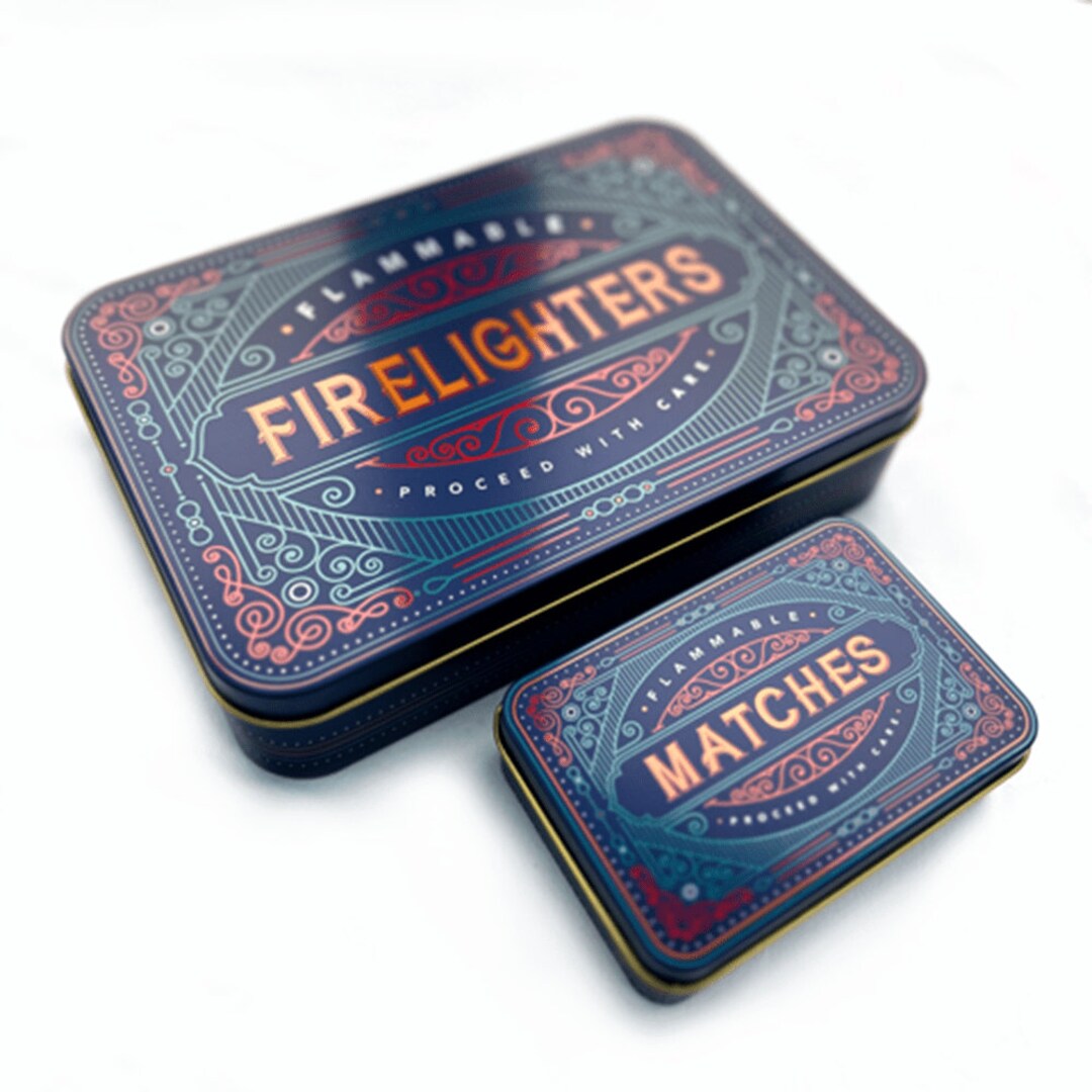 Firelighter Box Metal Tin Storage Holder Fire Lighter Matches Starter ...