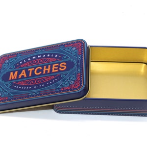 Matchbox Match Tin Metal Box Storage Holder Matches Firelighters ...