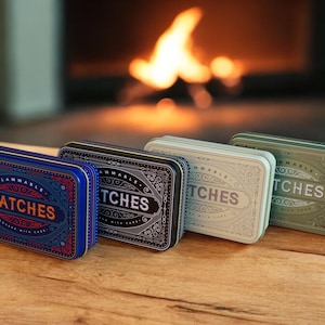 Firelighter Box Metal Tin Storage Holder Fire Lighters Matches Camp ...