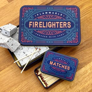Firelighter Box Metal Tin Storage Holder Fire Lighter Matches - Etsy UK