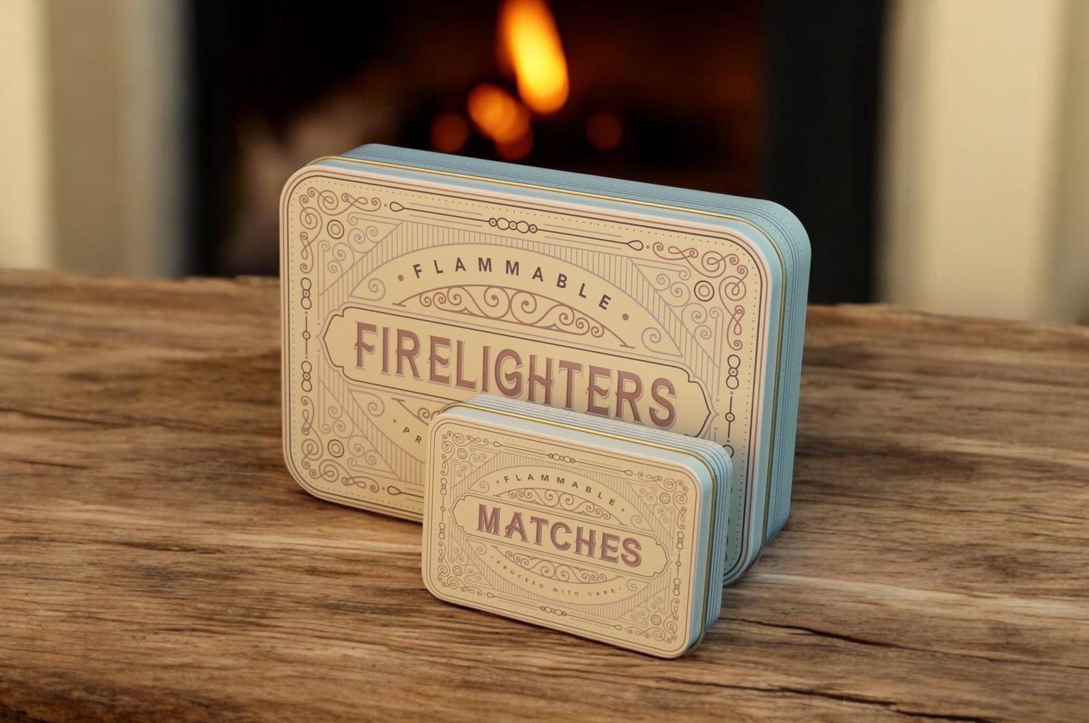 Firelighter Box Metal Tin Storage Holder Fire Lighters Matches Fire ...