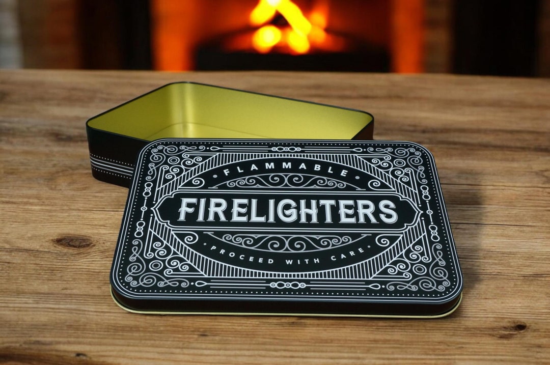 Firelighter Box Metal Tin Storage Holder Fire Lighter Matches Starter ...