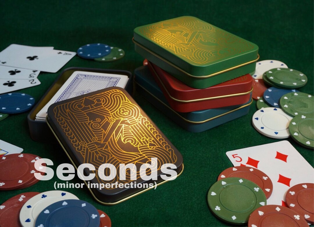 SECONDS MINOR DEFECTS Playing Card Tin Metal Box Case Game Stocking ...