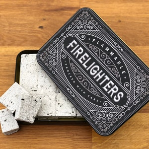 Firelighter Box Metal Tin Storage Holder Fire Lighters Matches Camp ...