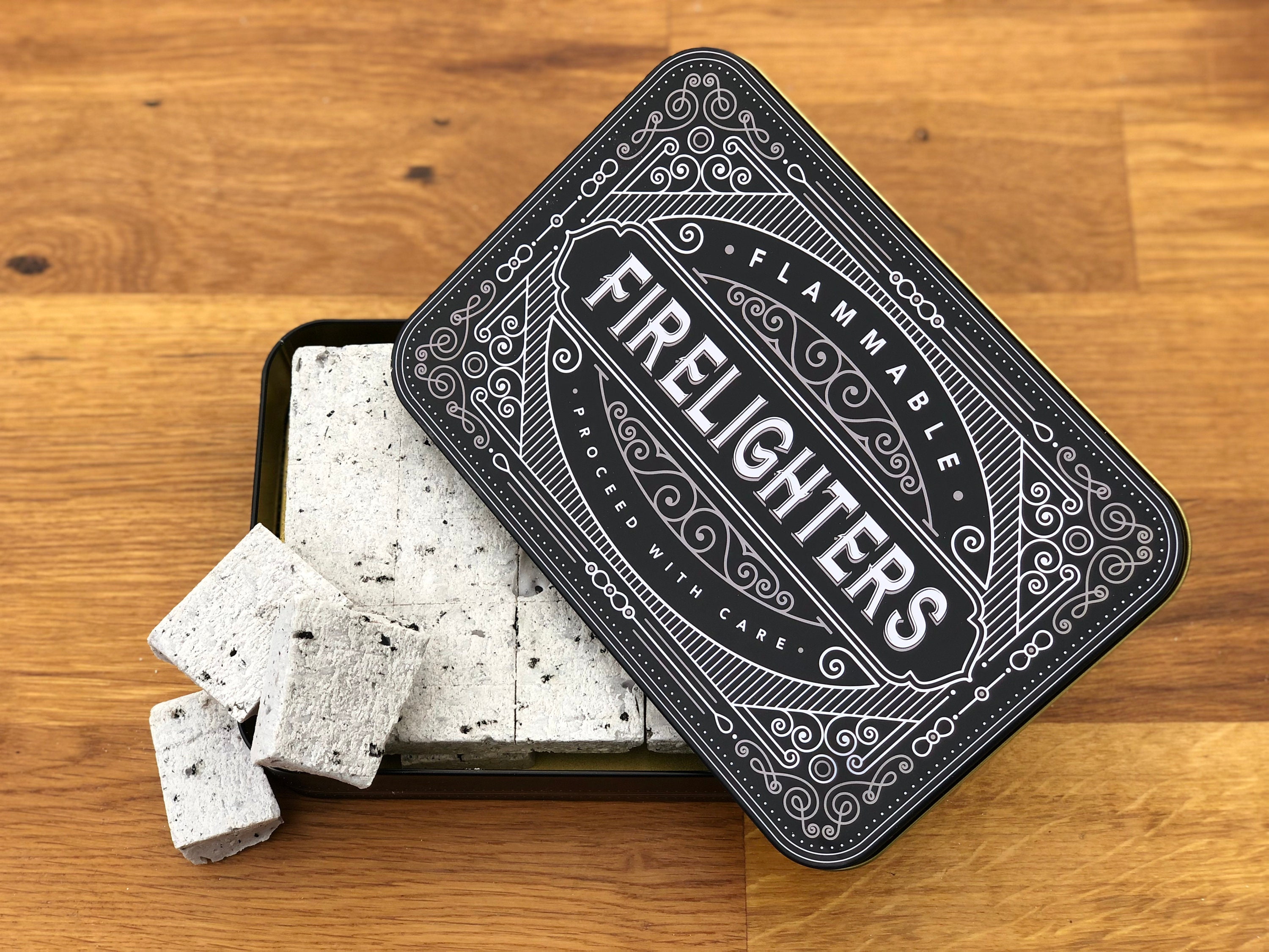 Firelighter Box Metal Tin Storage Holder Fire Lighters Matches Camp ...