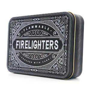 Firelighter Box Metal Tin Storage Holder Fire Lighter Matches Starter ...