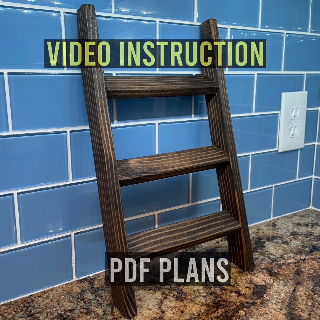 Tea Towel Ladder Woodworking Plans: DIY Countertop Ladder (PDF) - Etsy