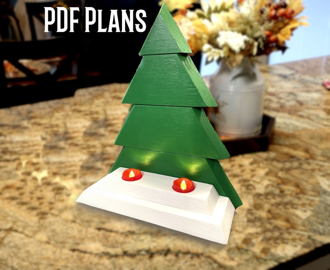 Wooden Christmas Tree Candle Holder Plans (PDF) - Etsy